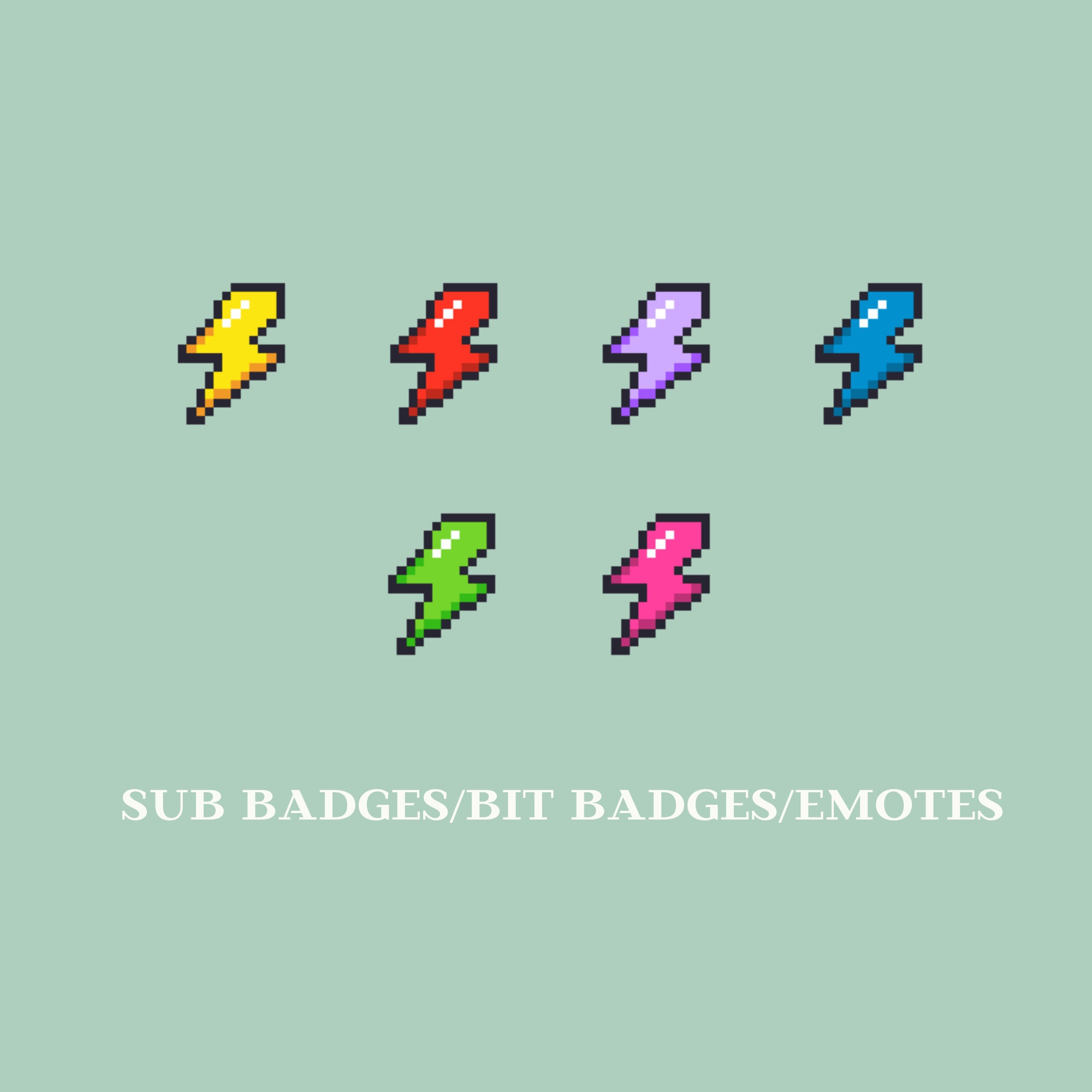 Lightning Bolt Pixel Sub Badges | Pixel Sub Badges Pack 6 for Twitch ...