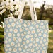 Daisy Floral Tote Bag, White, Blue - Etsy