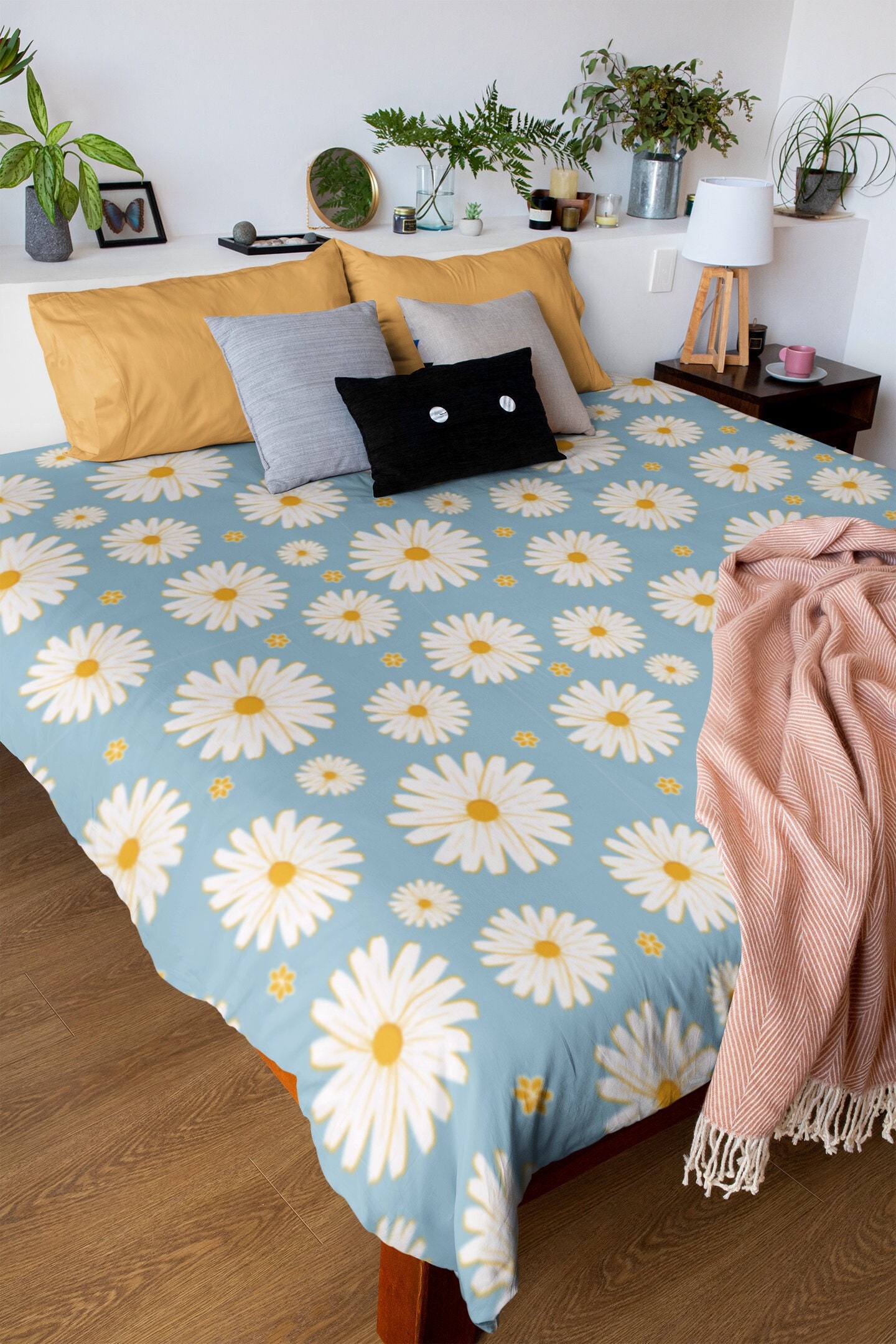Comforter, Daisy, Light Blue, Floral Bedding - Etsy