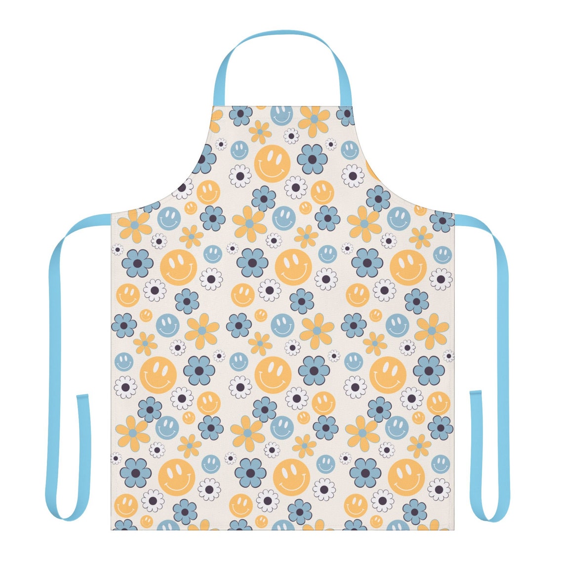 Apron, Smiley Face and Daisy, Yellow and Blue - Etsy