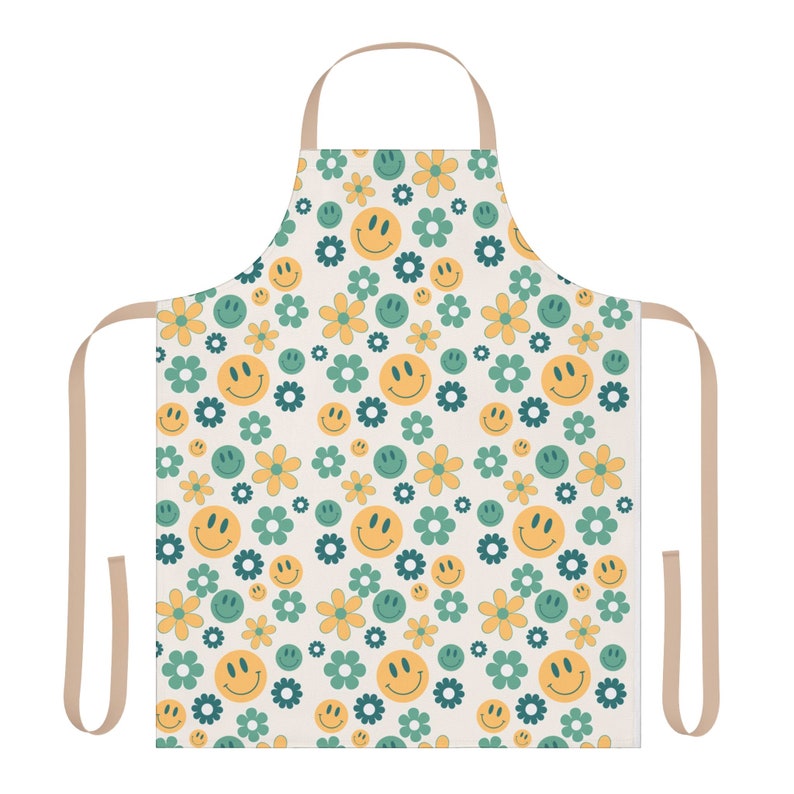 Apron, Smiley Face and Daisy, Yellow and Green - Etsy