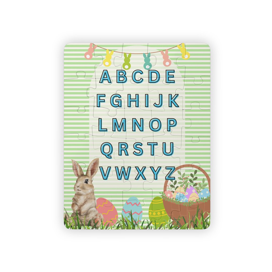 Easter Alphabet Puzzle: Bunny & Basket, 30-piece Kid's Puzzle - Etsy