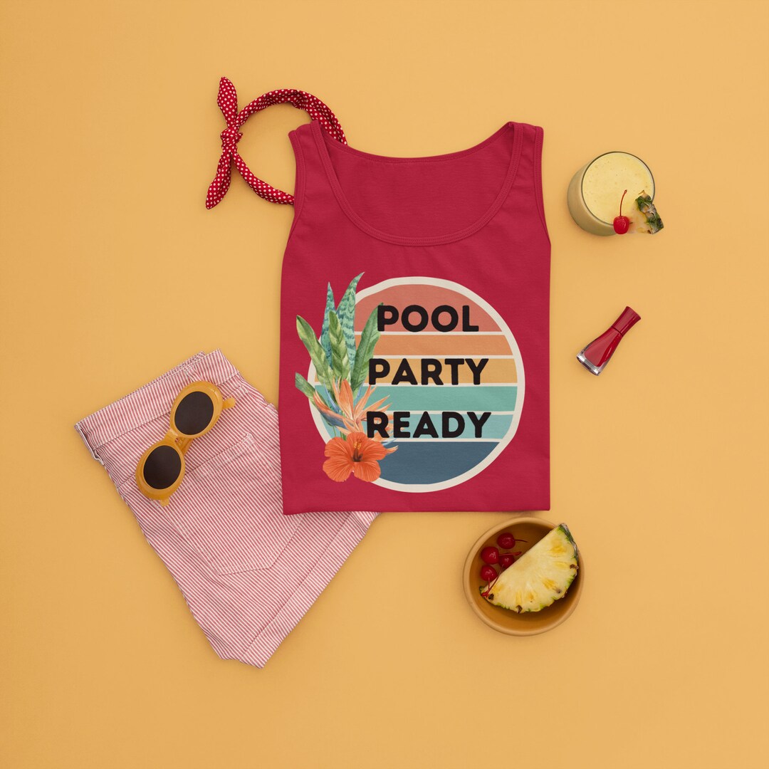 Pool Party Ready, Tropic , Unisex Jersey Tank, Summer Tank Top - Etsy