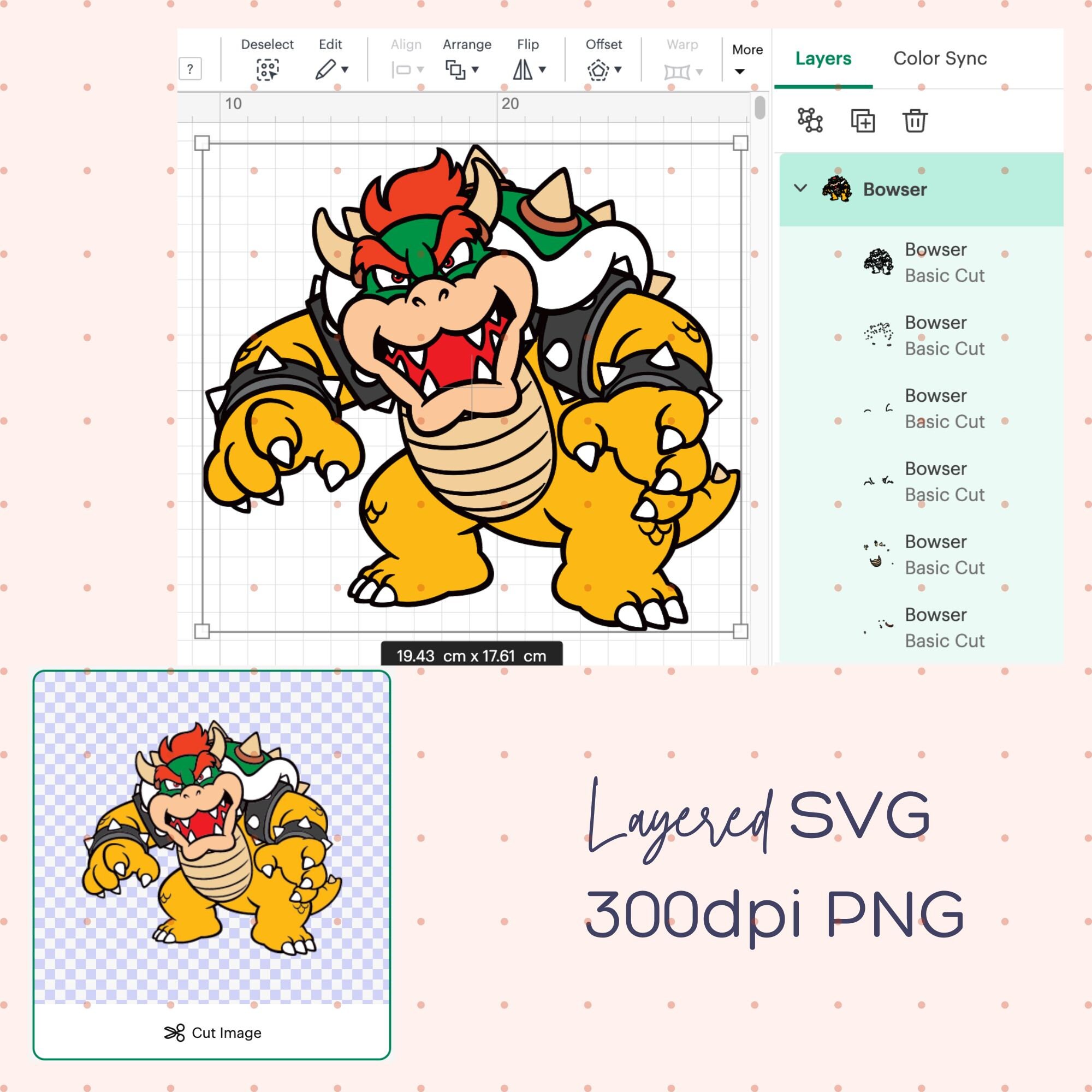 Bowser Layered SVG PNG Silhouette Cricut Cut File - Etsy Australia