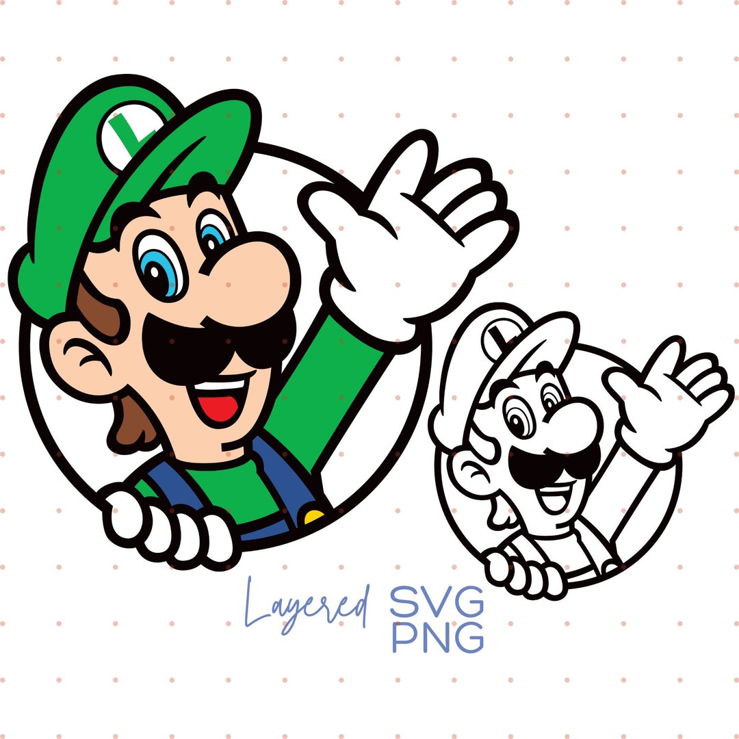 Luigi Waving Layered SVG PNG Silhouette Cricut Cut File - Etsy