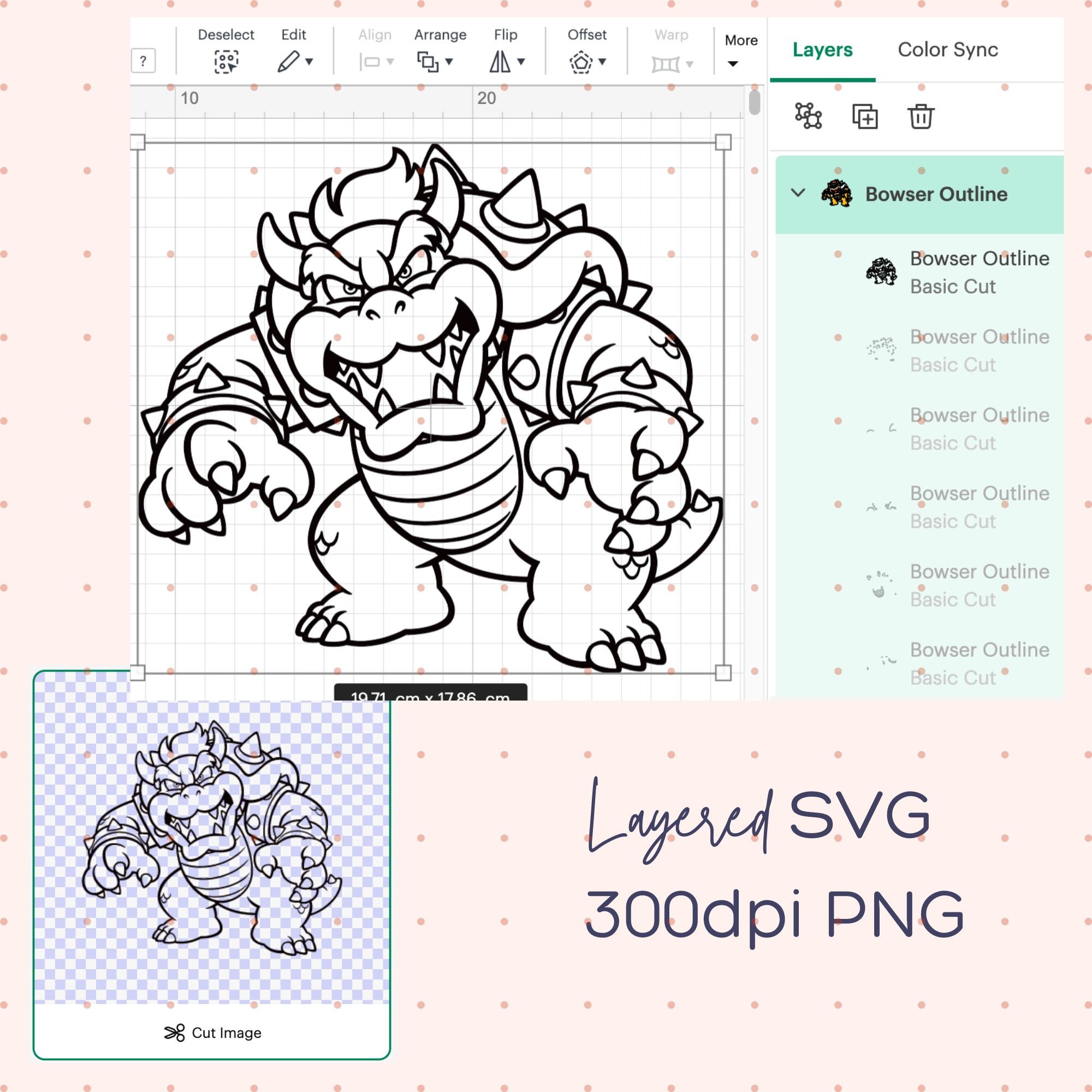Bowser Layered SVG PNG Silhouette Cricut Cut File - Etsy Australia