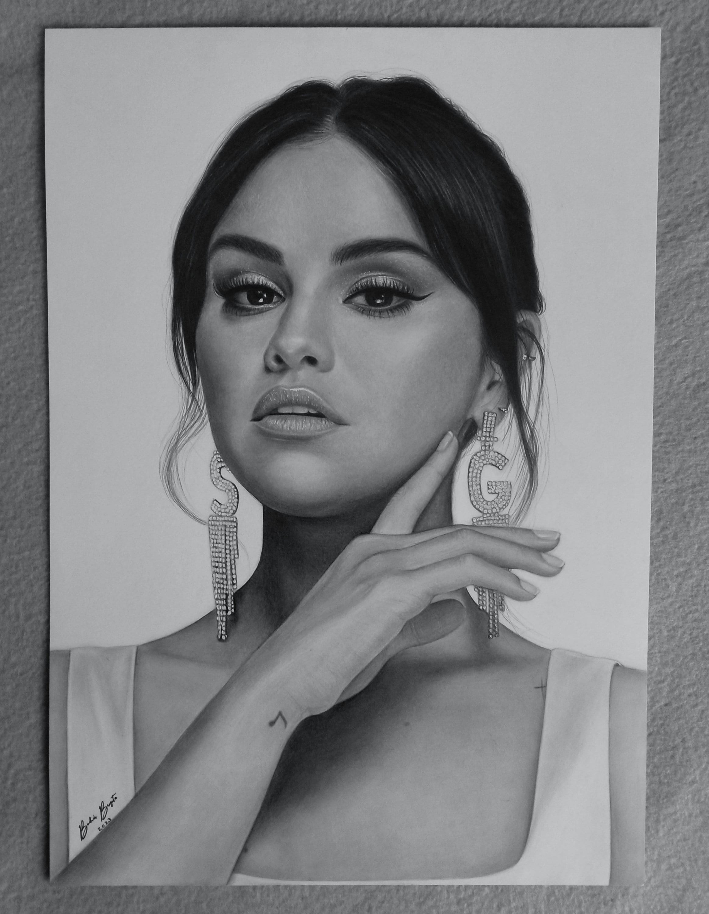 Selena Gomez Realistic Graphite Portrait Drawing - Fine Art ...