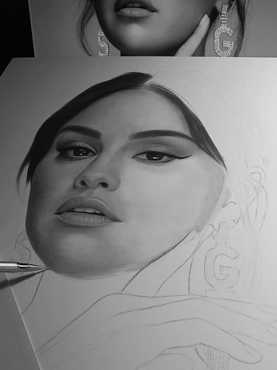 Selena Gomez Realistic Graphite Portrait Drawing - Fine Art ...