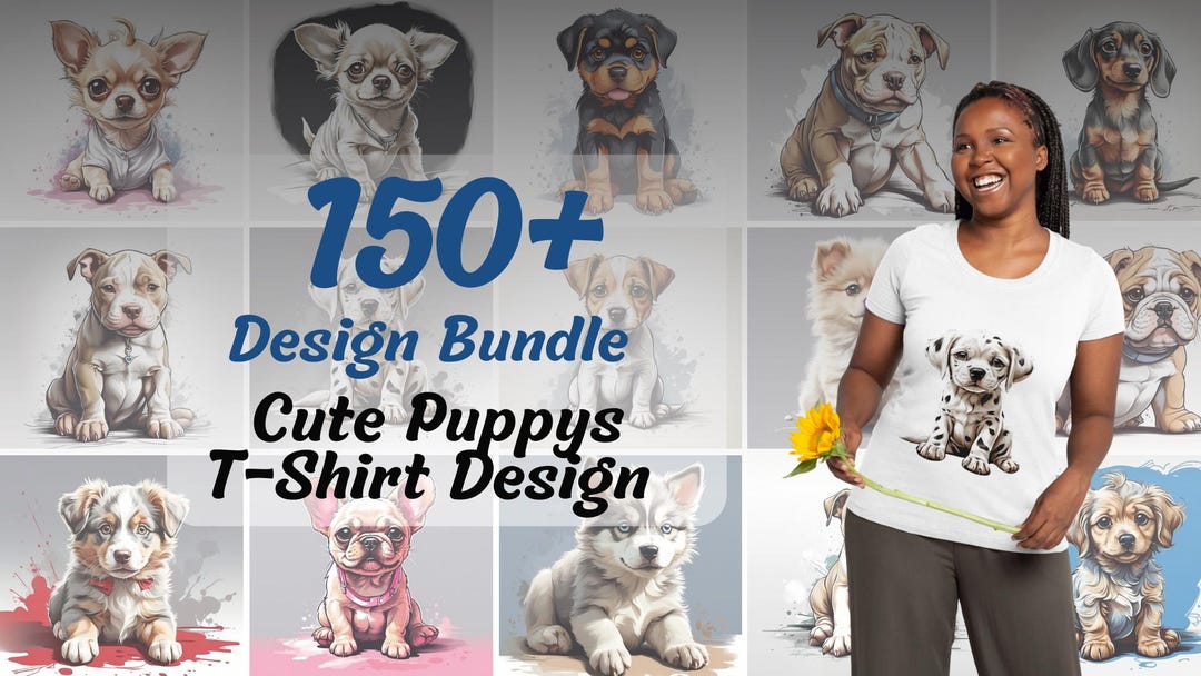Cute Puppys Trending T-shirt Design Bundle | Premium Streetwear Pngs ...