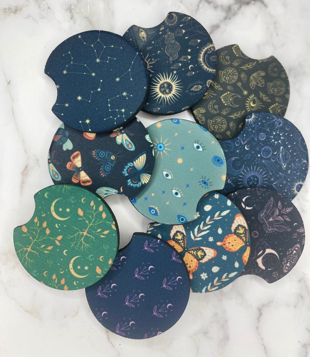 Car Coasters, Set of 2, Cup Holder Coasters, Witchy Vibes Car Coasters ...