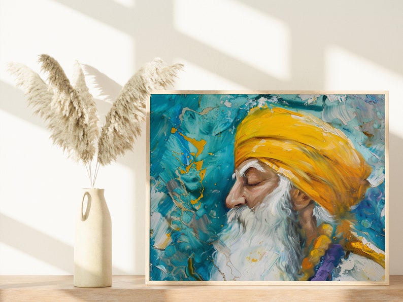Abstract Guru Nanak Digital Download Sikh Wallpaper Oil Painting Sikh ...