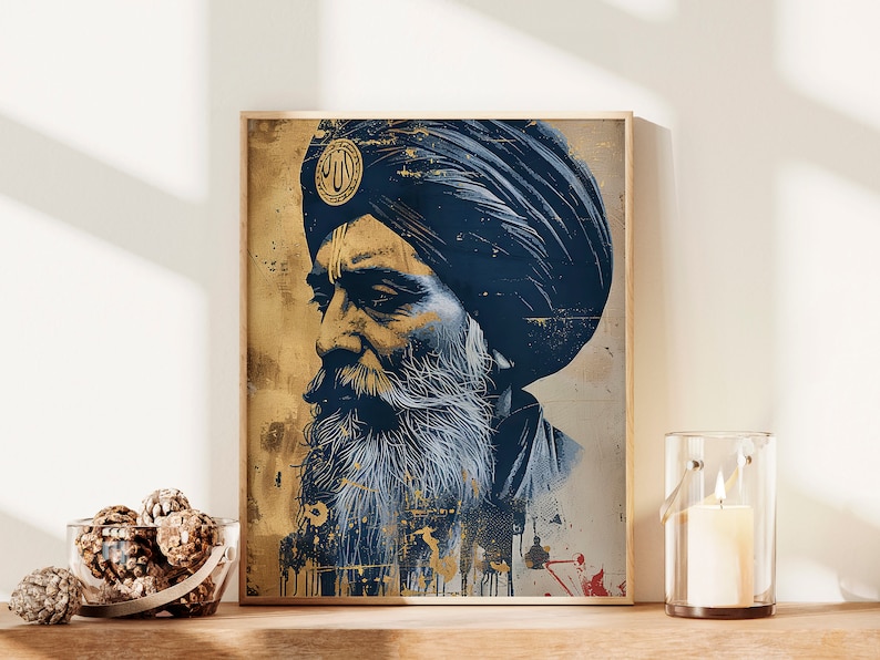 Sikh Guru Print Poster Sikh Wallpaper Oil Painting Sikh Wall Art Sikh ...