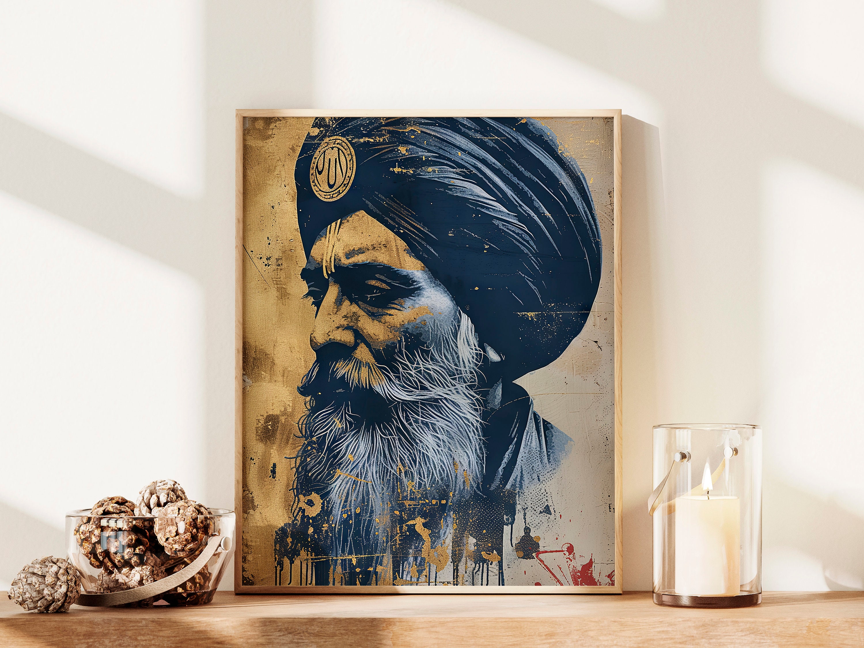 Sikh Guru Print Poster Sikh Wallpaper Oil Painting Sikh Wall Art Sikh ...