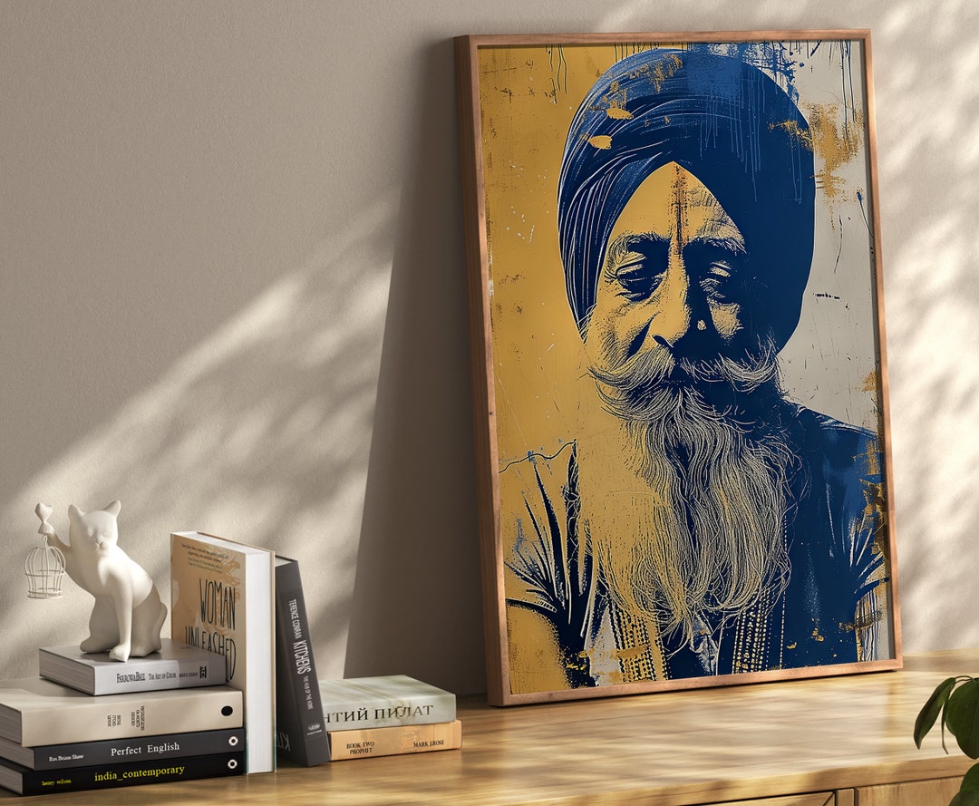 Sikh Guru Print Poster Sikh Wallpaper Oil Painting Sikh Wall Art Sikh ...