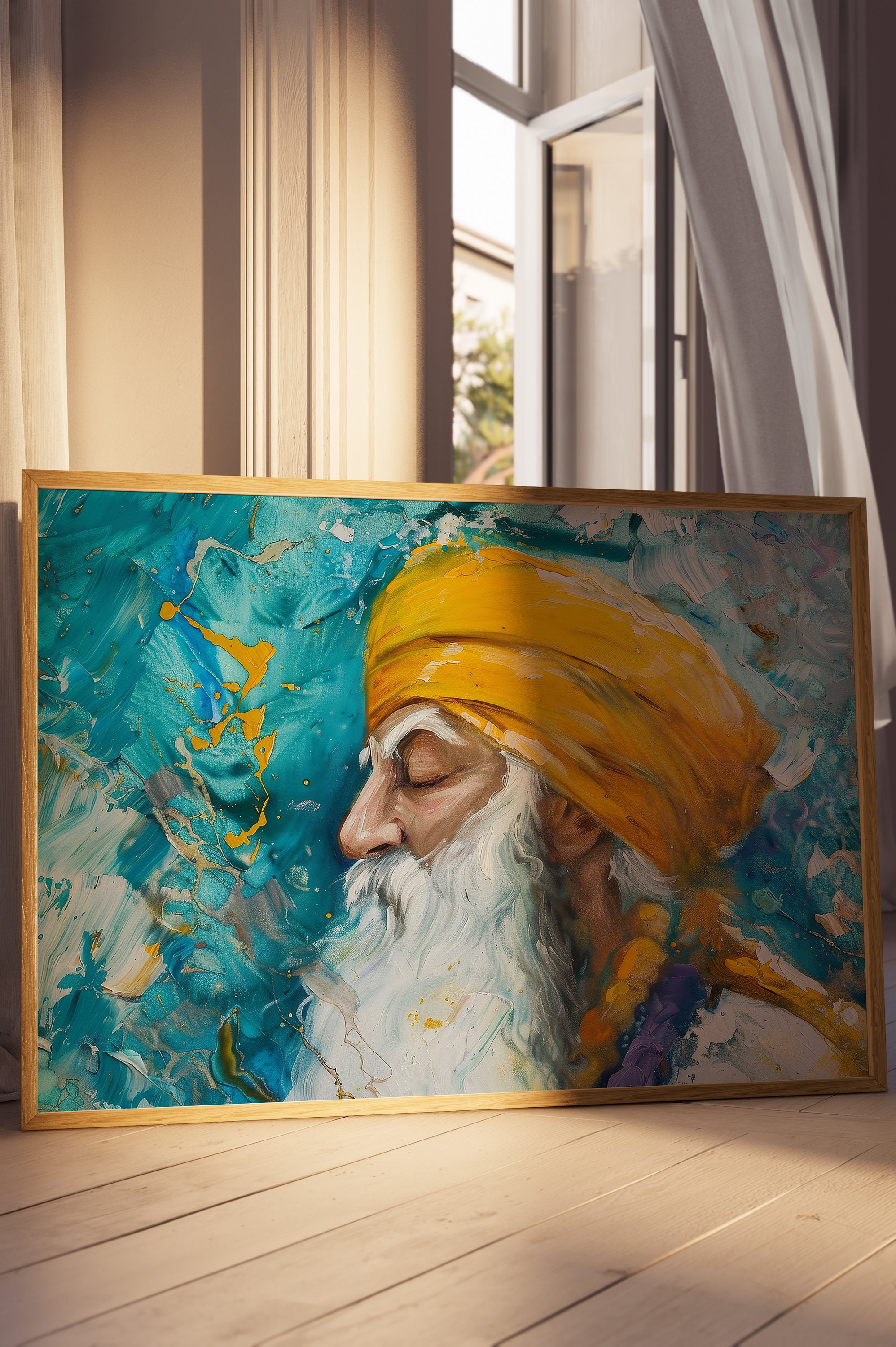Abstract Guru Nanak Digital Download Sikh Wallpaper Oil Painting Sikh ...