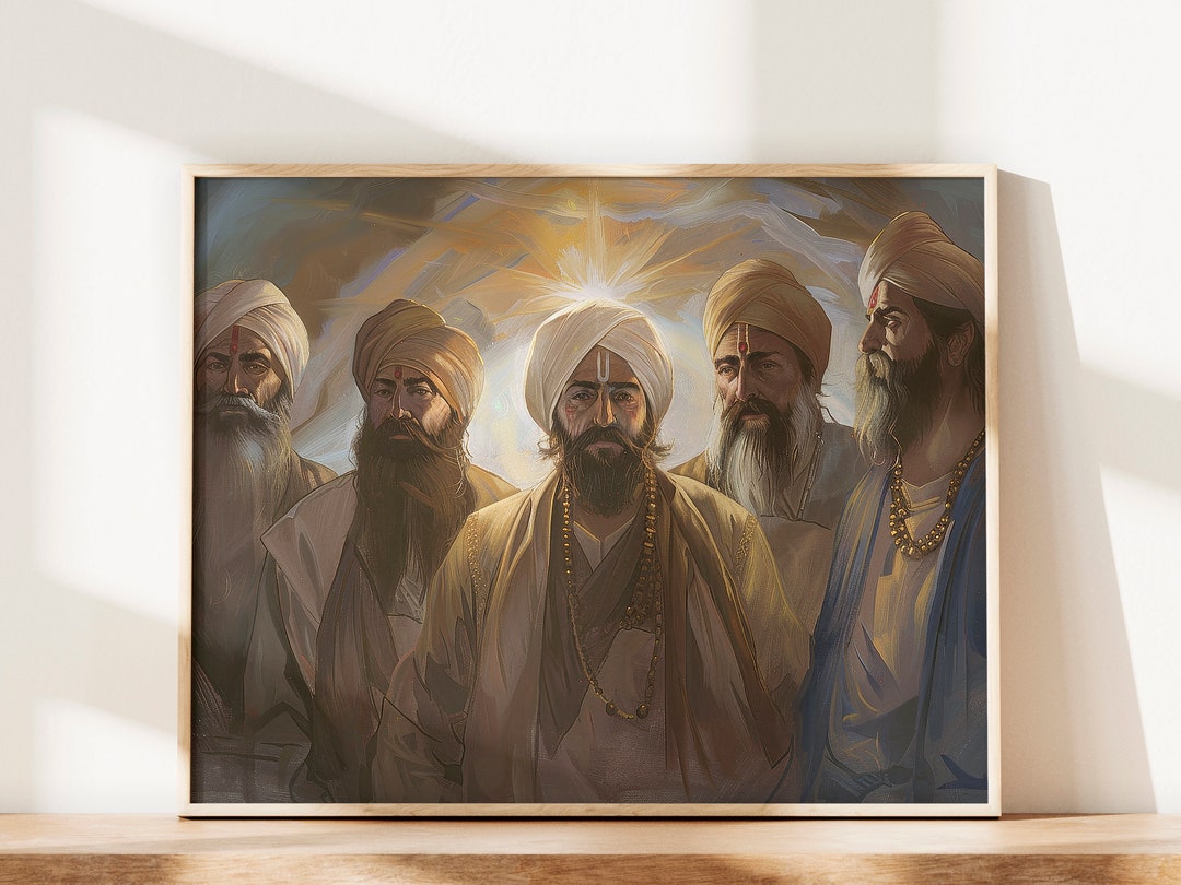 The Five Beloved Ones Sikh Oil Painting Poster Print Wall Decor Oil ...
