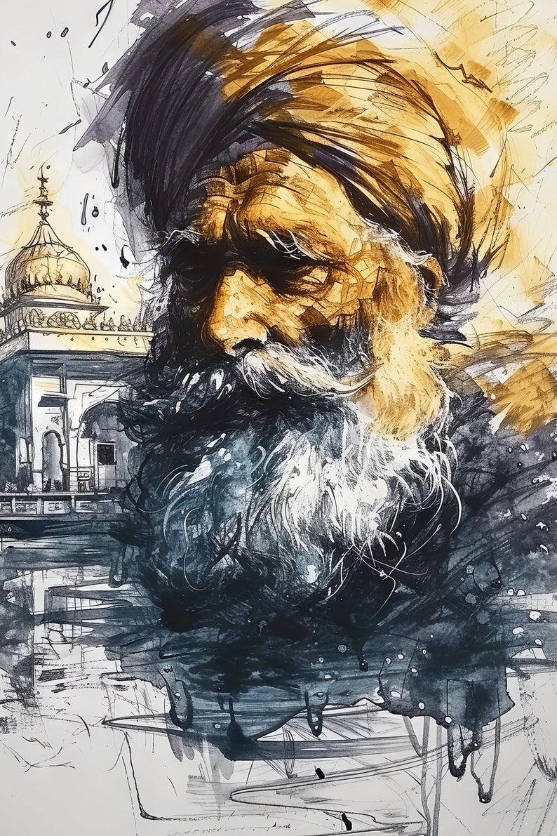Abstract Sikh Sketch Illustration Sikh Poster | Sikh Wall Art | Sikh ...