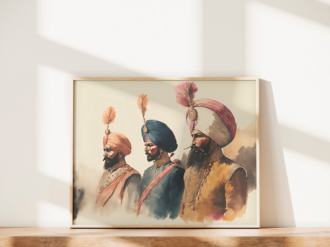 Three Wise Men: Sikh Brothers in Unity - Sikh Art Digital Wall Art ...