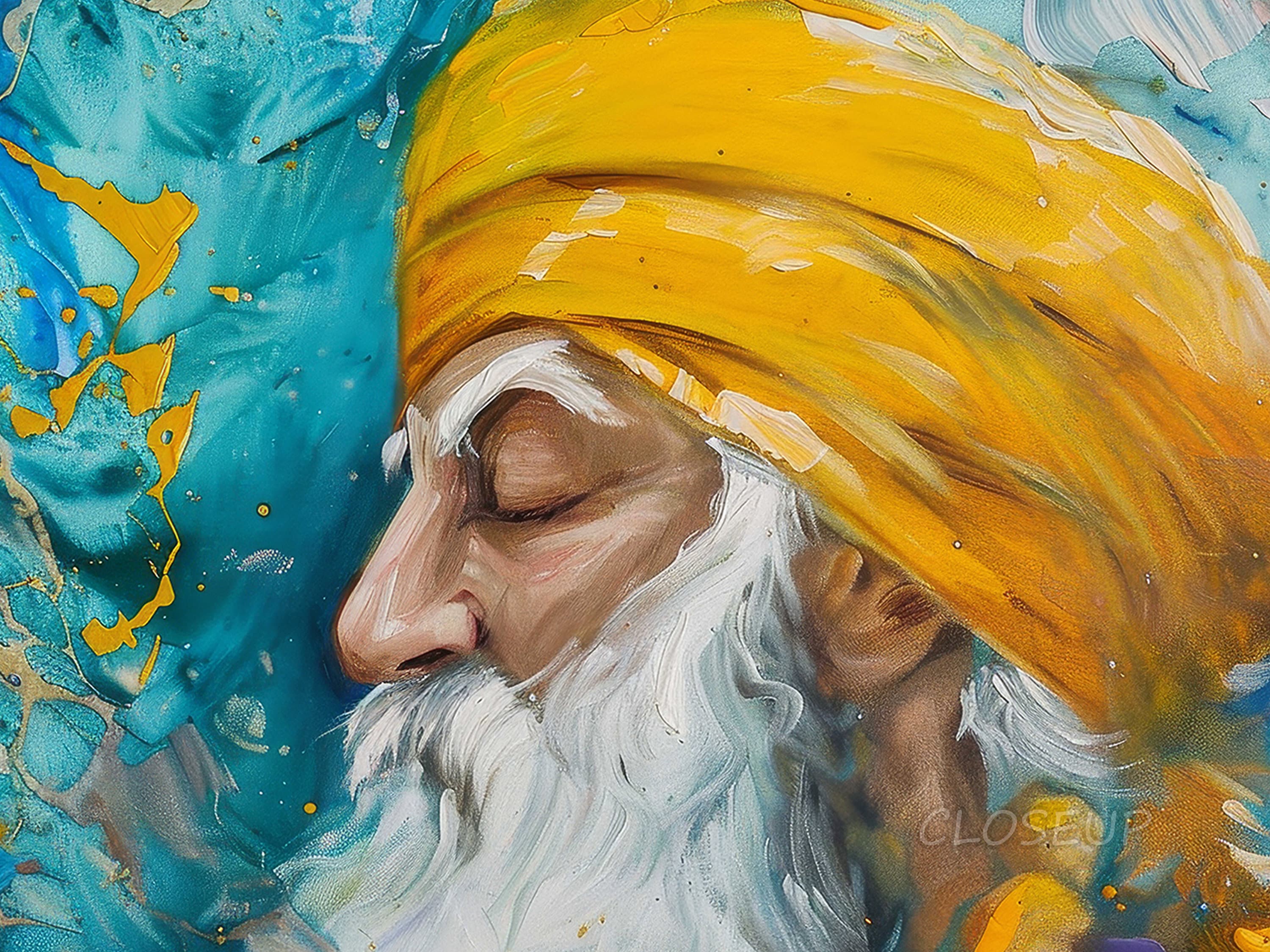 Abstract Guru Nanak Digital Download Sikh Wallpaper Oil Painting Sikh ...