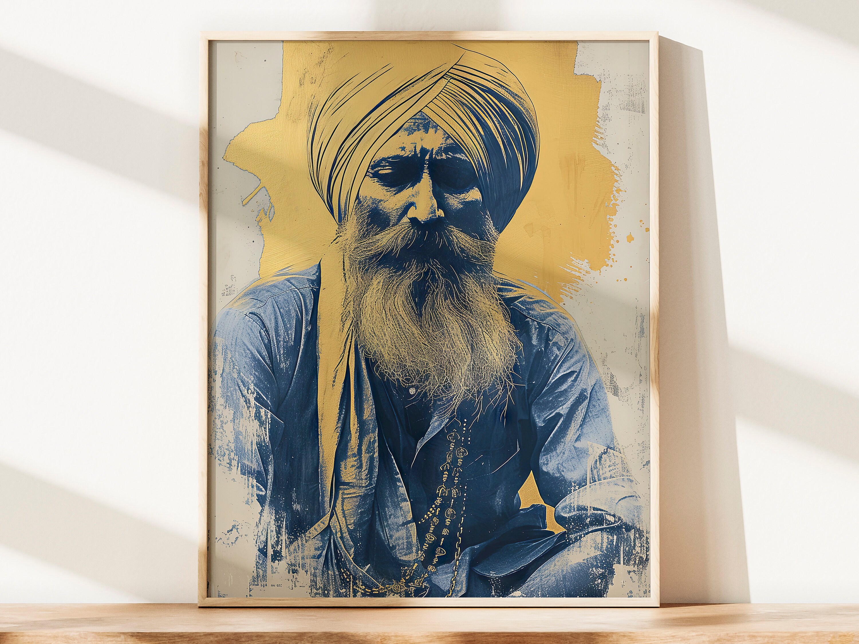Sikh Guru Print Poster Sikh Wallpaper Oil Painting Sikh Wall Art Sikh ...
