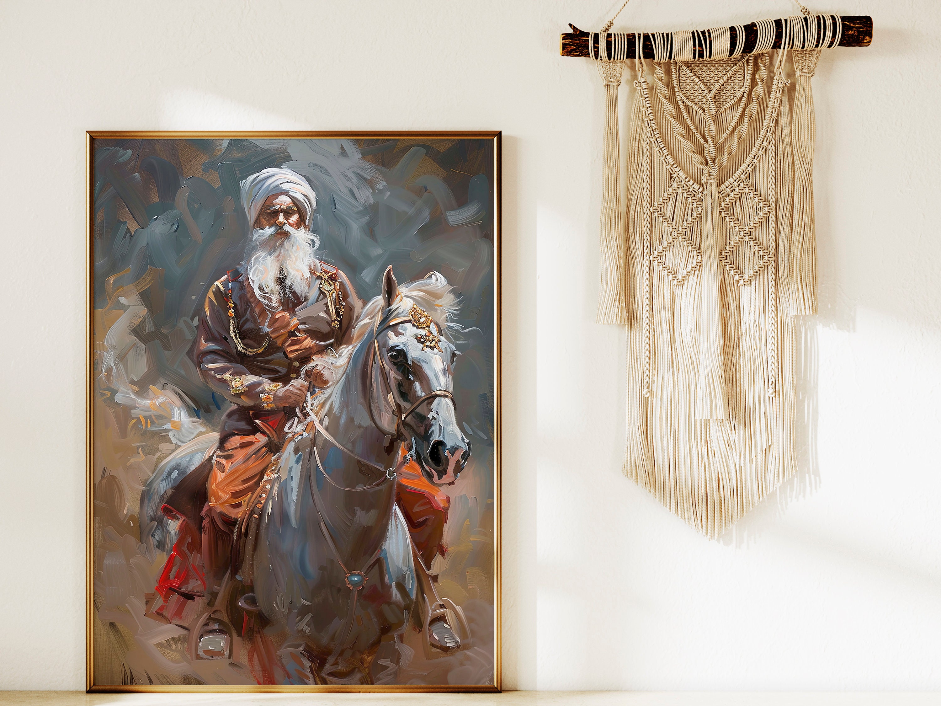 Sikh Warrior Poster Print Oil Painting Wall Decor Oil Sikh Wallpaper ...