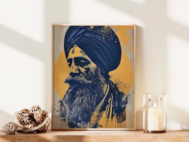 Sikh Guru Print Poster Sikh Wallpaper Oil Painting Sikh Wall Art Sikh ...