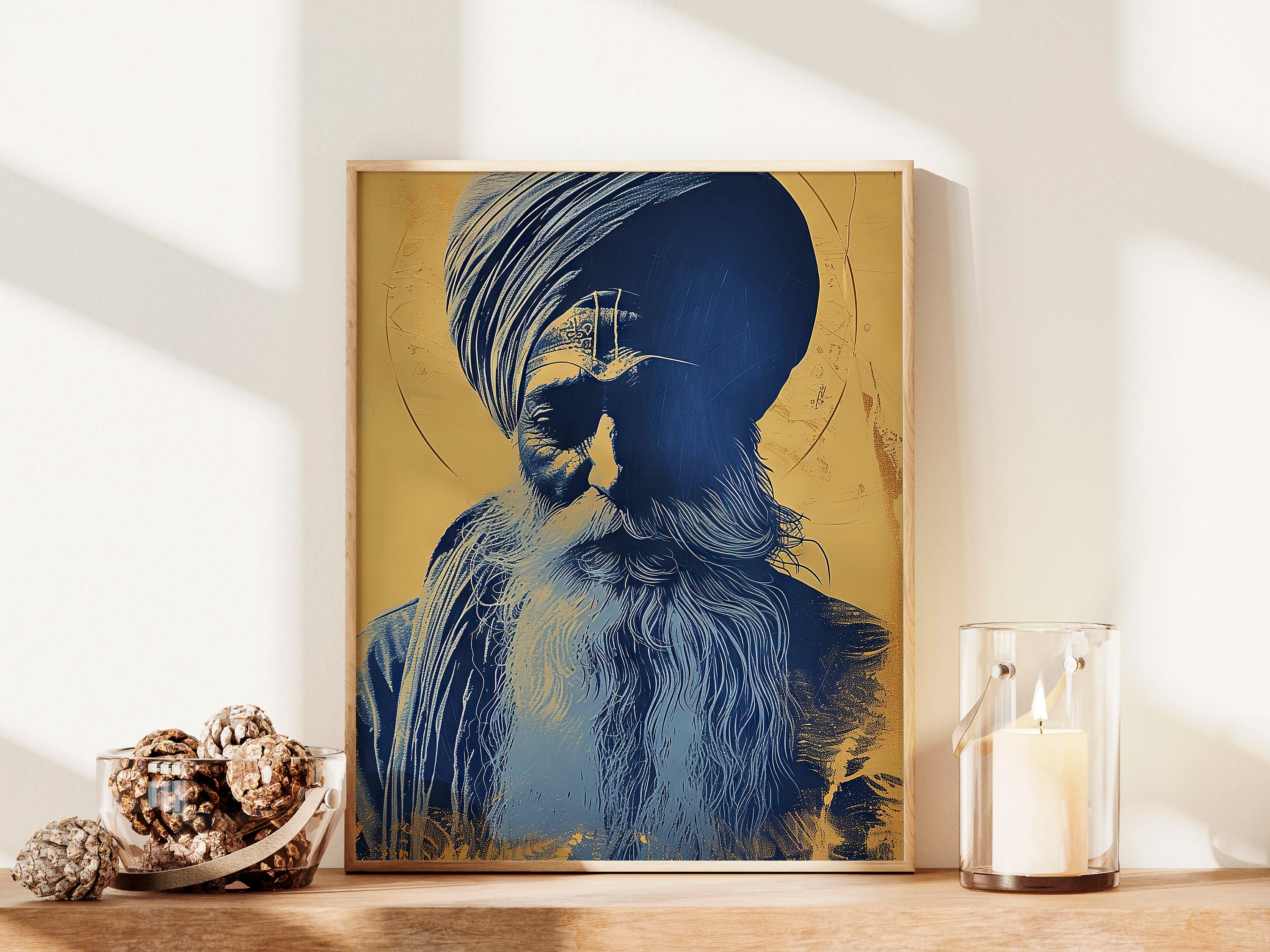 Sikh Guru Print Poster Sikh Wallpaper Oil Painting Sikh Wall Art Sikh ...