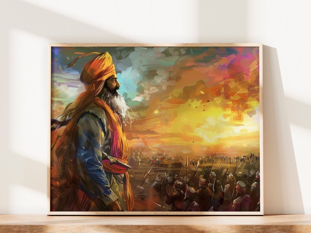 The Battle of Chamkaur Sahib Sikh Oil Painting Poster Print Wall Decor ...