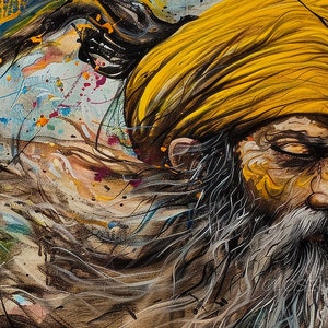 Abstract Guru Sikh Oil Painting Digital Print Sikh Wall Art Religious ...