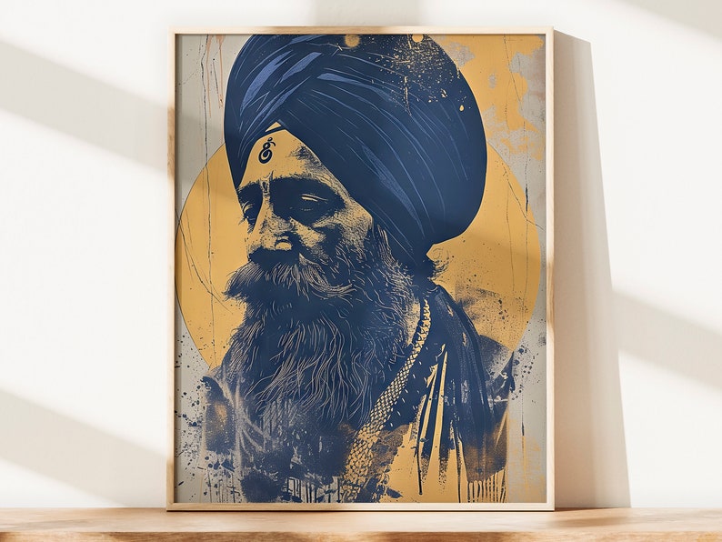 Sikh Guru Print Poster Sikh Wallpaper Oil Painting Sikh Wall Art Sikh ...