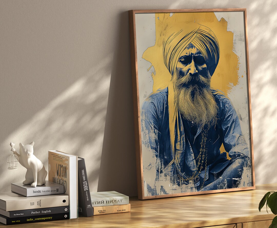 Sikh Guru Print Poster Sikh Wallpaper Oil Painting Sikh Wall Art Sikh ...