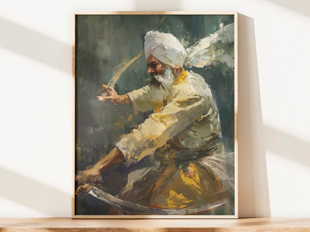 Sikh Warrior Poster Print Oil Painting Wall Decor Oil Sikh Wallpaper ...
