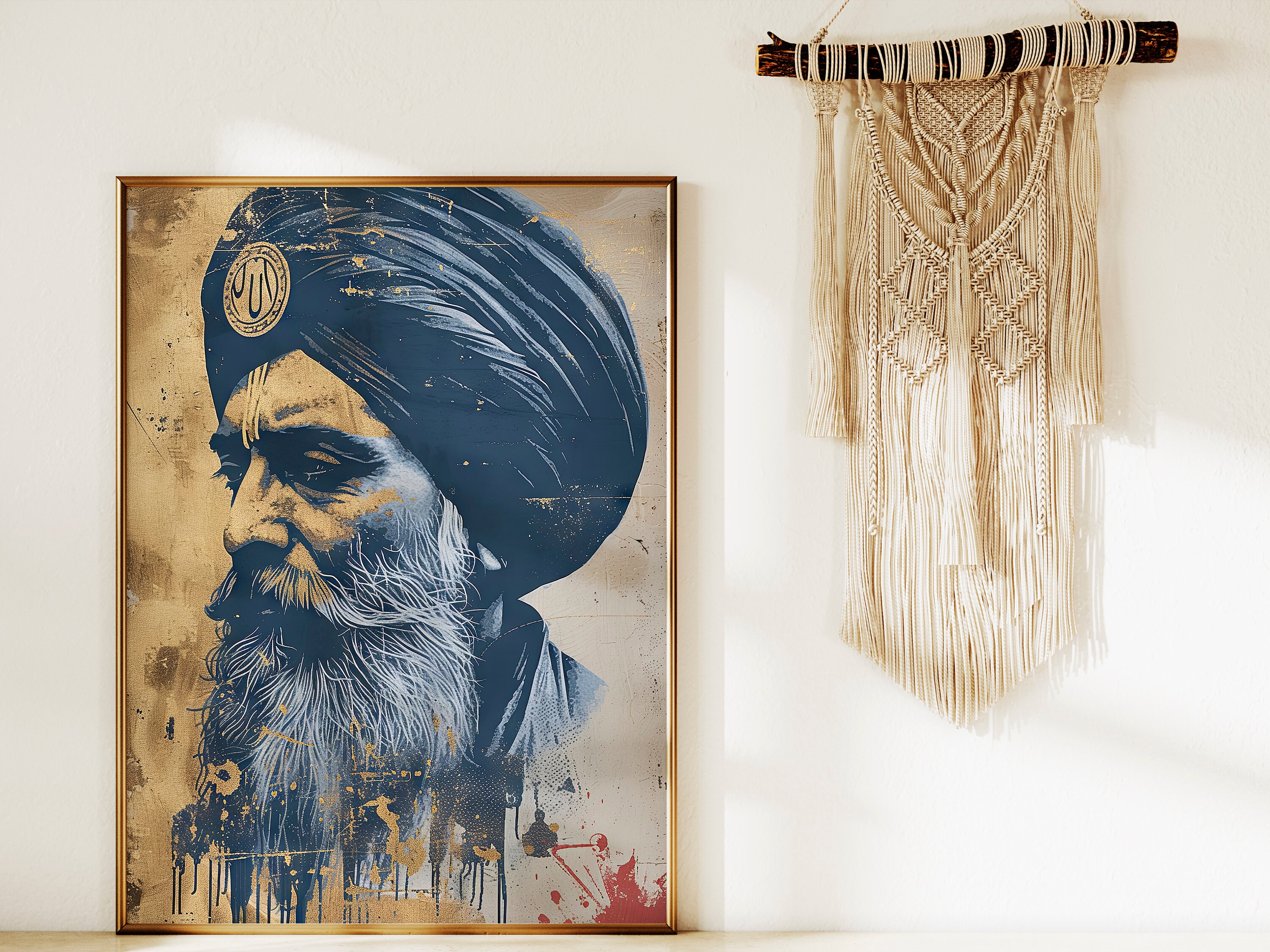 Sikh Guru Print Poster Sikh Wallpaper Oil Painting Sikh Wall Art Sikh ...