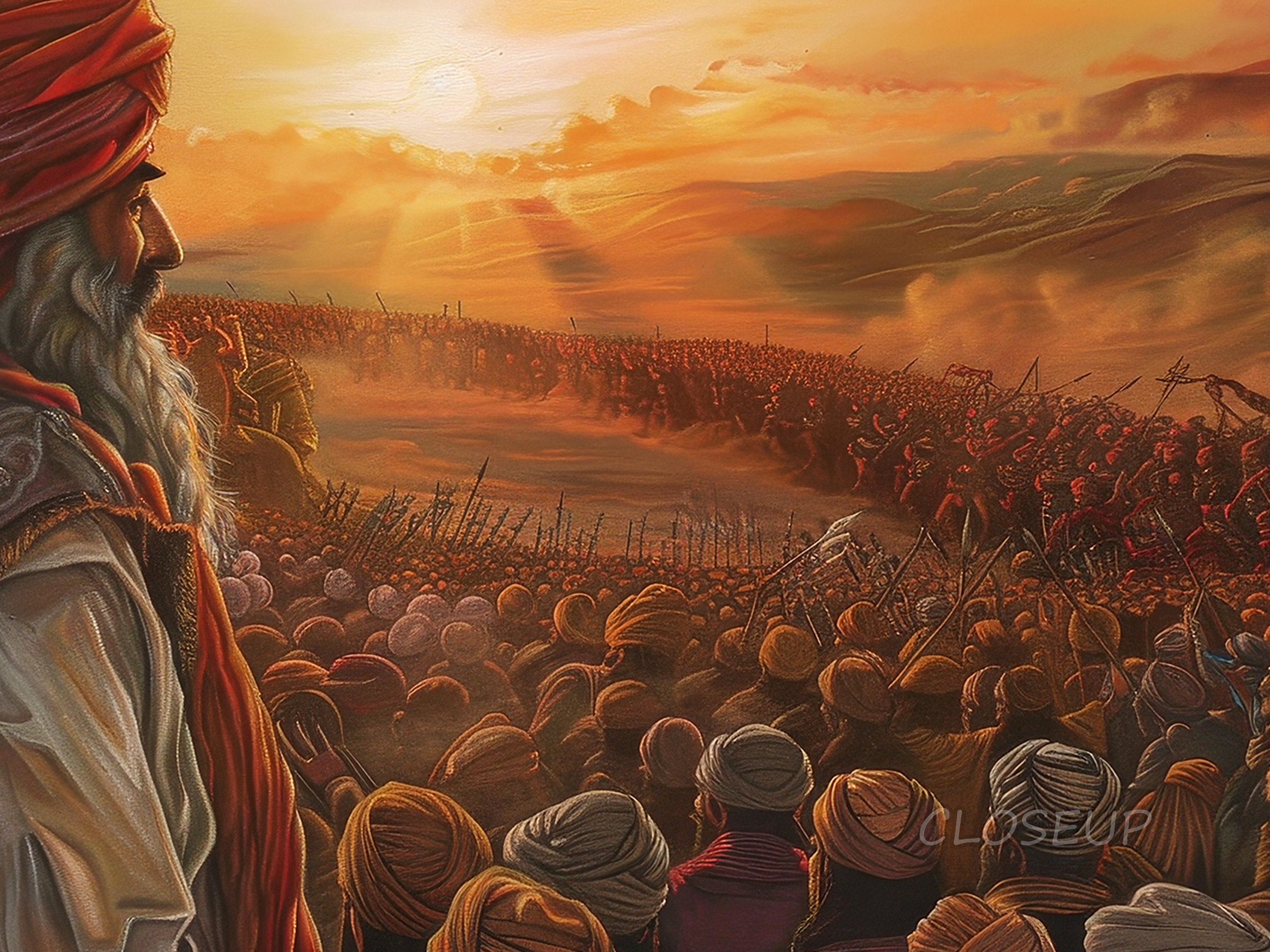 The Battle of Chamkaur Sahib Sikh Oil Painting Poster Print Wall Decor ...