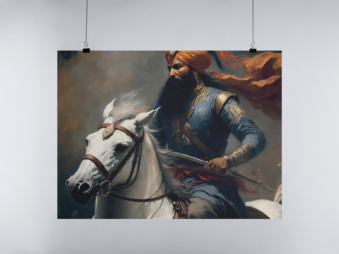 Sikh Poster - A Moment of Valor: an Oil Painting of a Sikh Warrior ...