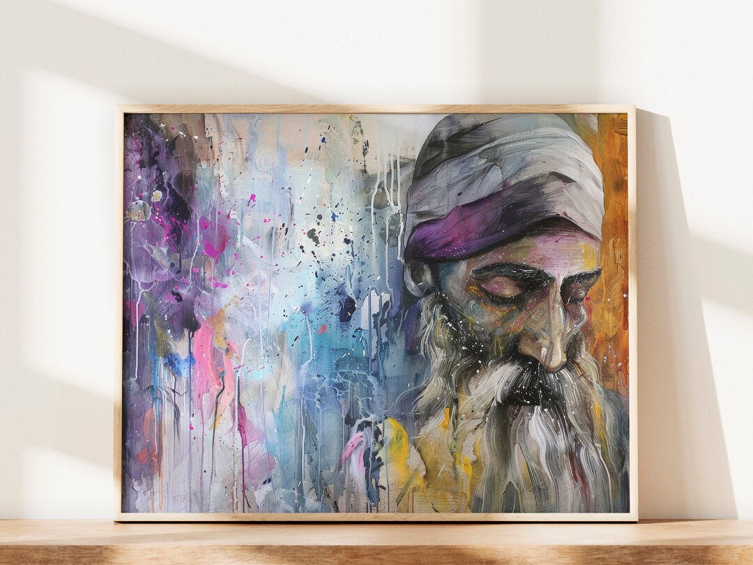 Abstract Sikh Guru Print Poster Sikh Wallpaper Oil Painting Sikh Wall ...