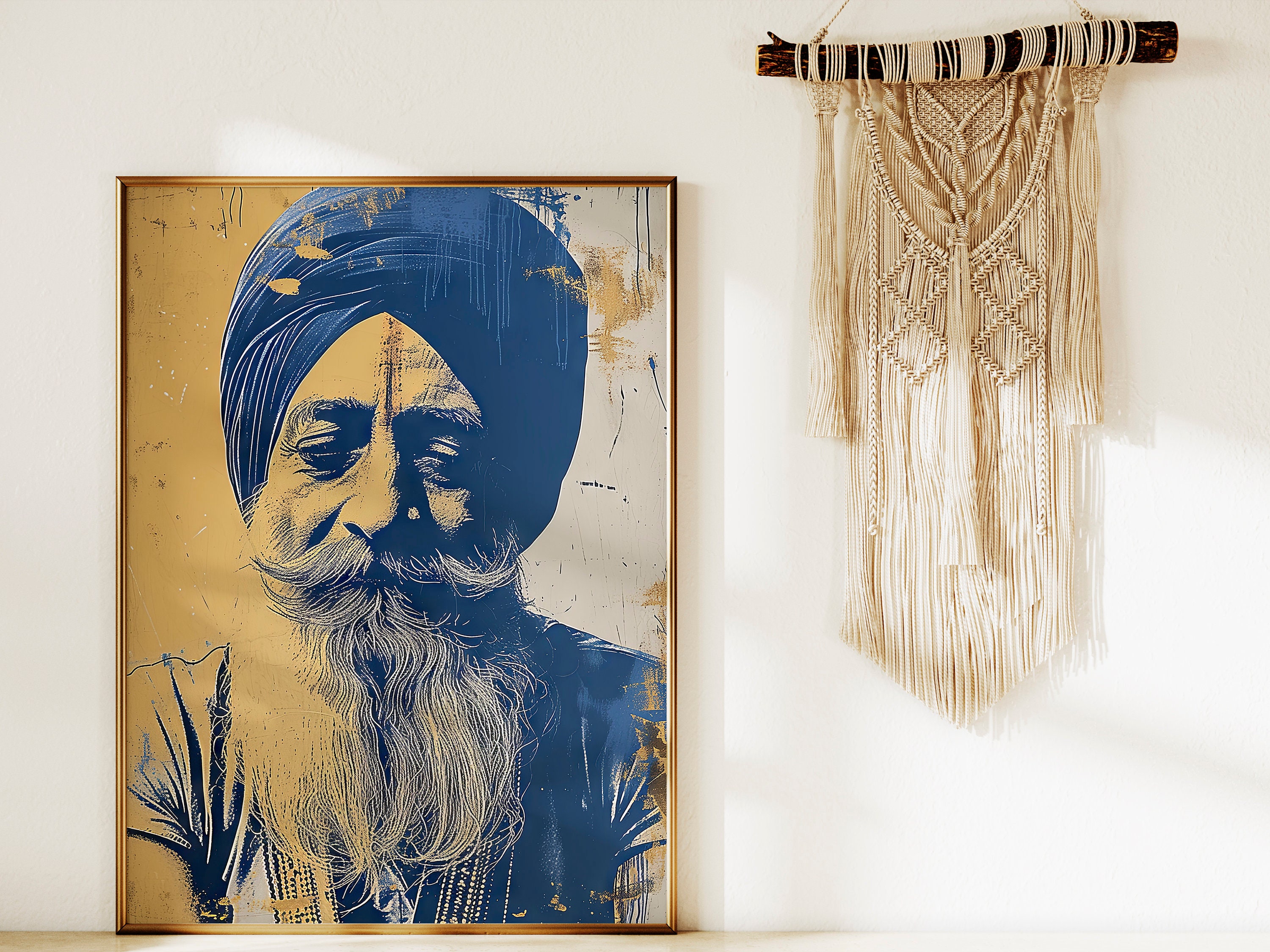 Sikh Guru Print Poster Sikh Wallpaper Oil Painting Sikh Wall Art Sikh ...