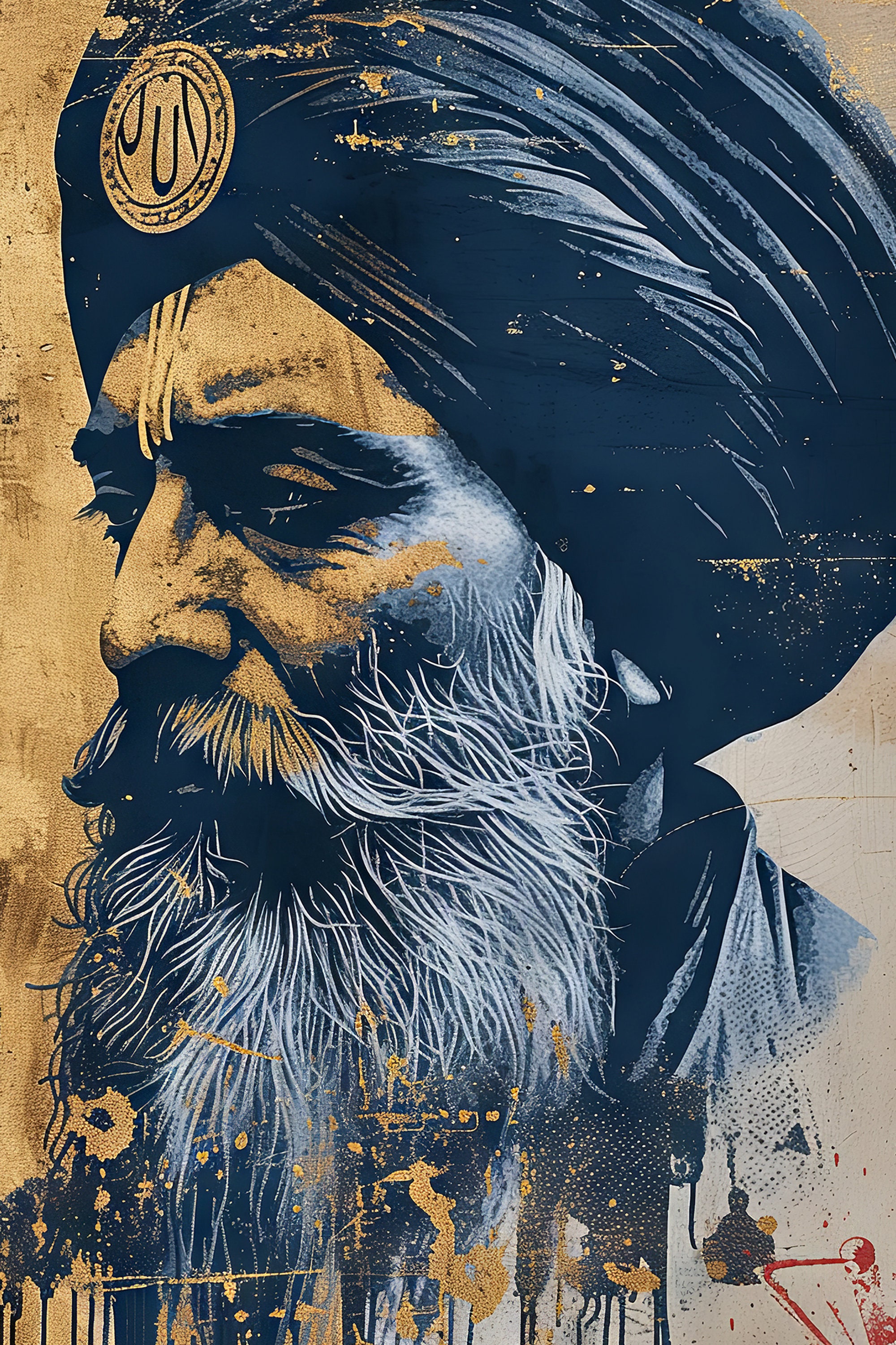 Sikh Guru Print Poster Sikh Wallpaper Oil Painting Sikh Wall Art Sikh ...