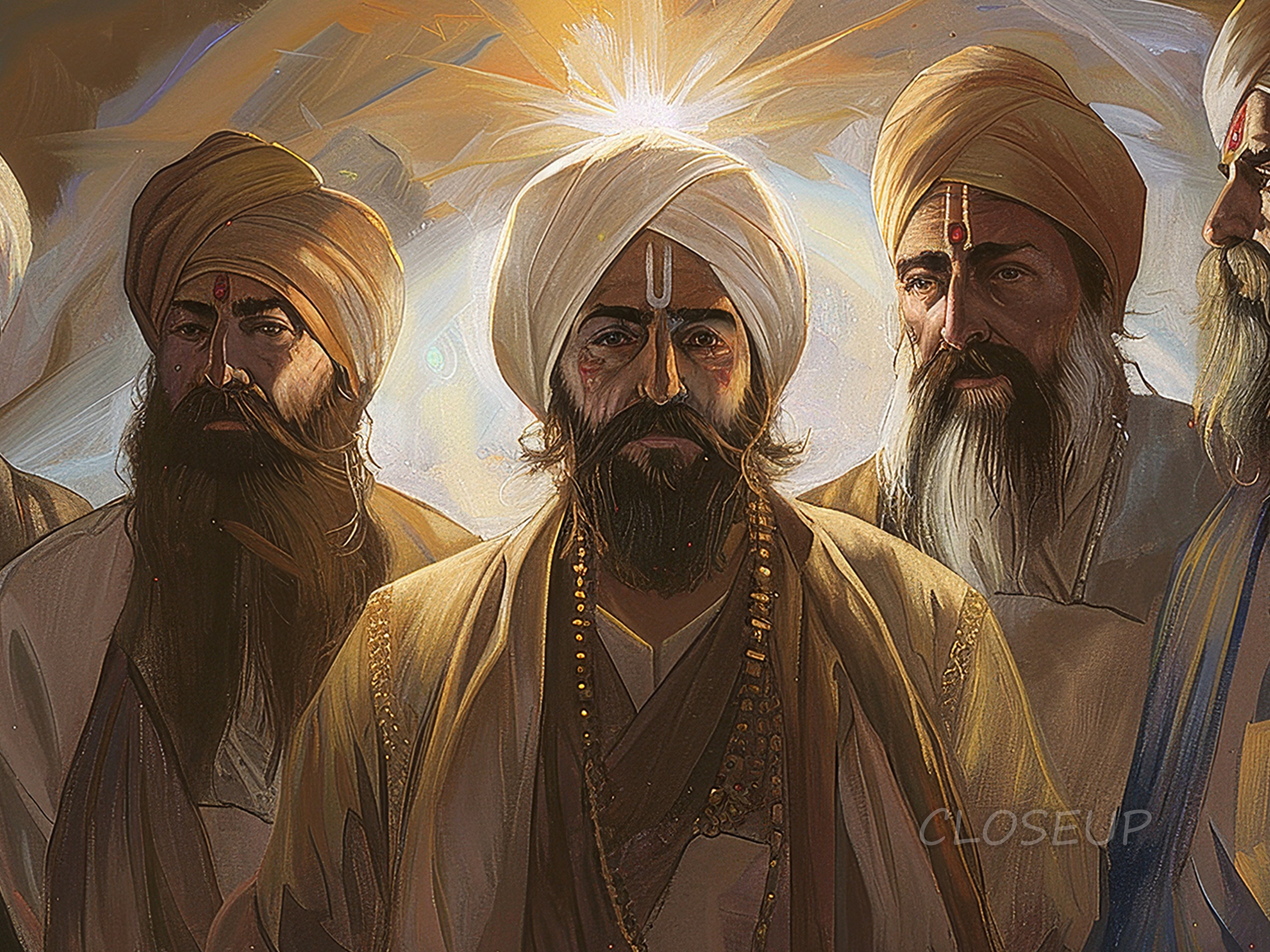 The Five Beloved Ones Sikh Oil Painting Poster Print Wall Decor Oil ...