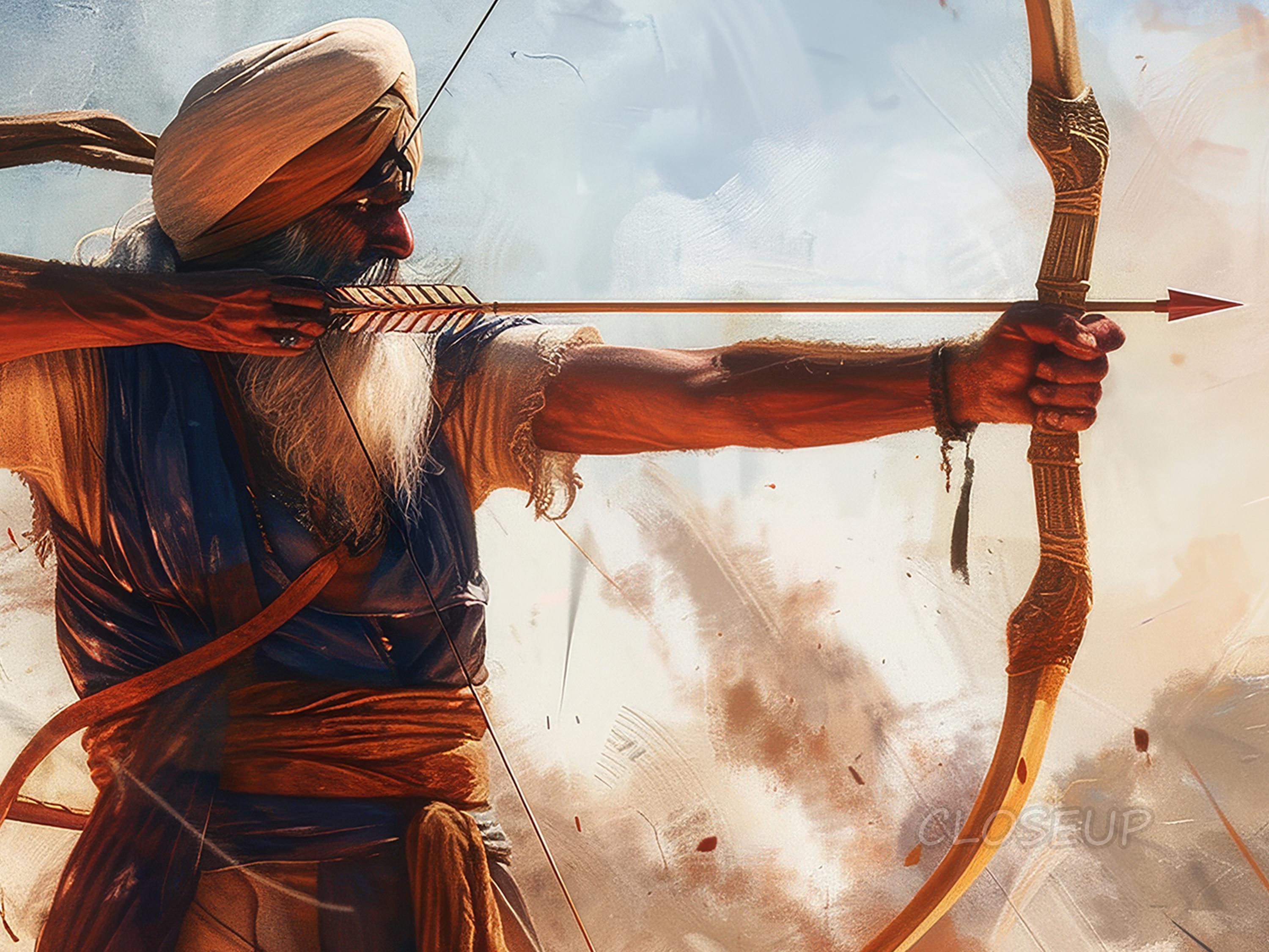Sikh Warrior | Pre-framed Matte Poster | Sikh Oil Painting Sikh Wall ...
