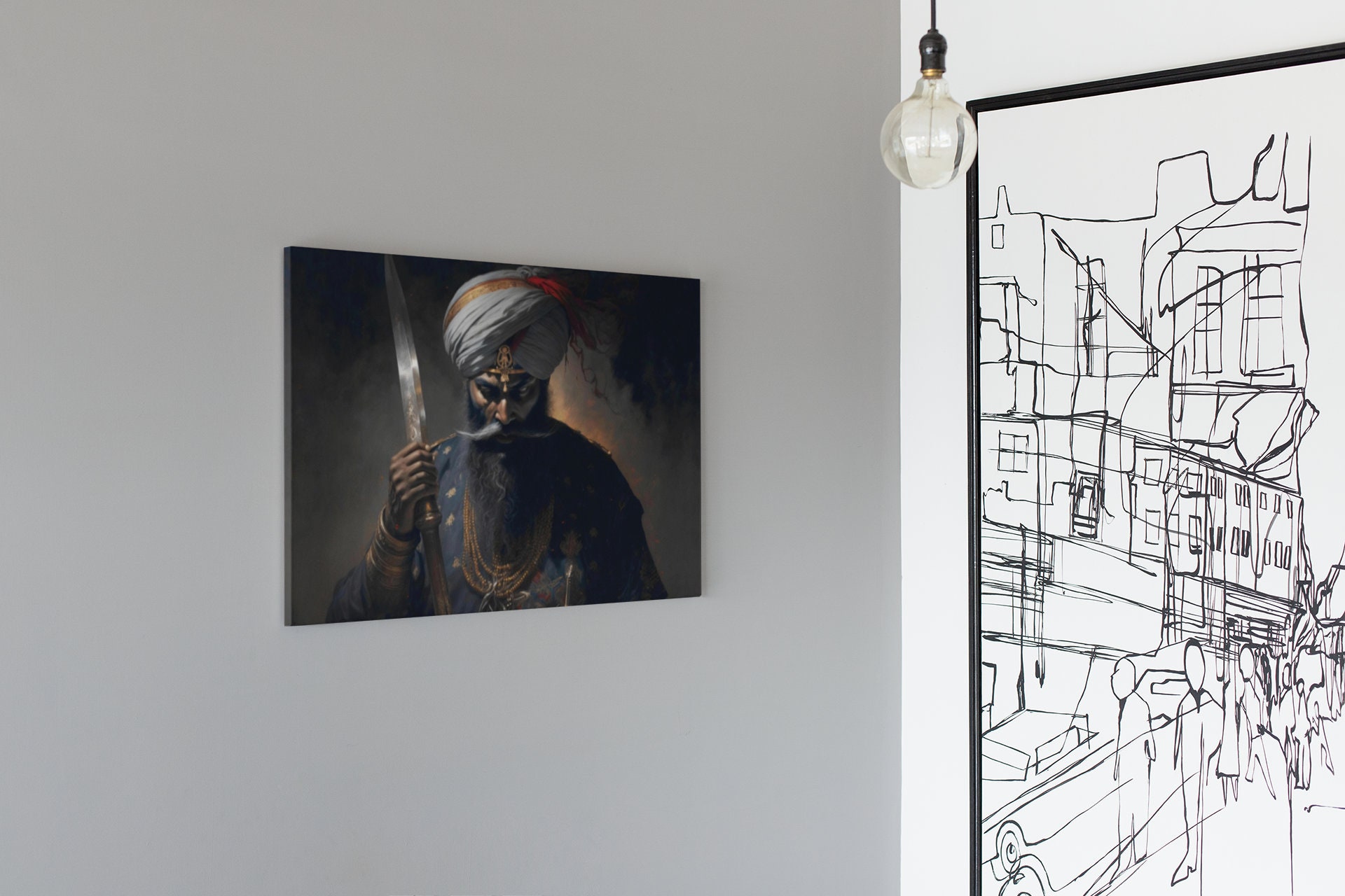 Sikh Poster - Resolute Sikh Warrior - Poster Print Wall Decor | Oil ...