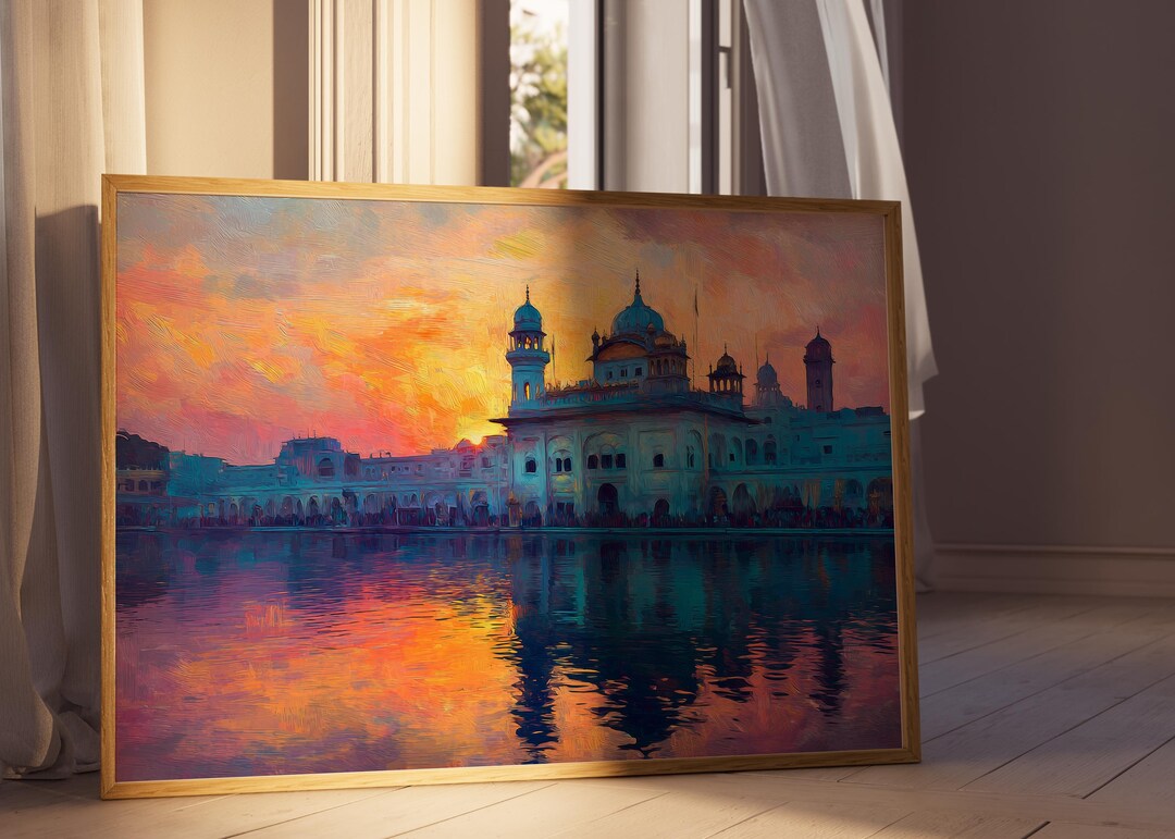 Golden Temple Oil Painting | 550+ DPI | Sikh Poster | Digital Wall Art ...