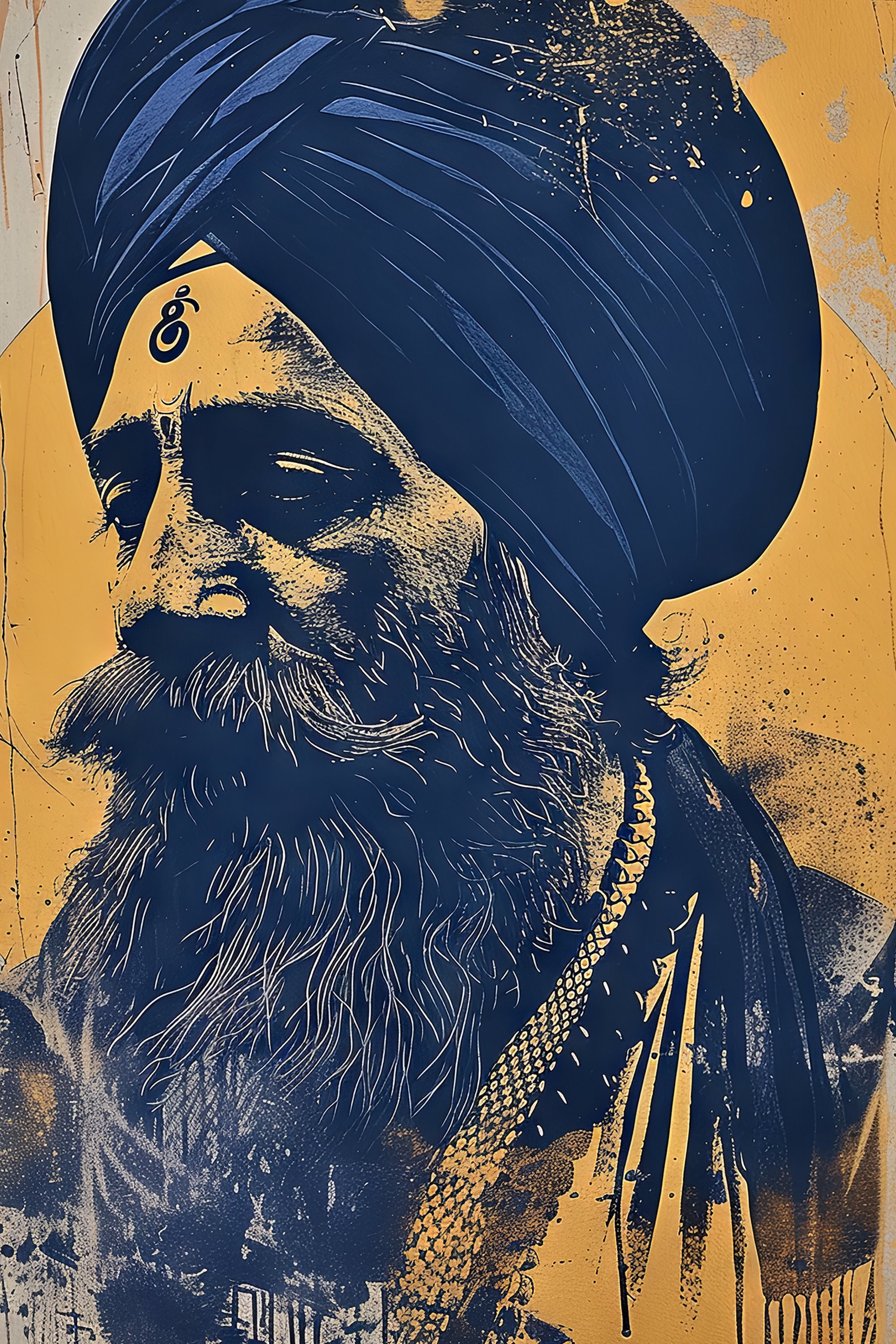 Sikh Guru Print Poster Sikh Wallpaper Oil Painting Sikh Wall Art Sikh ...