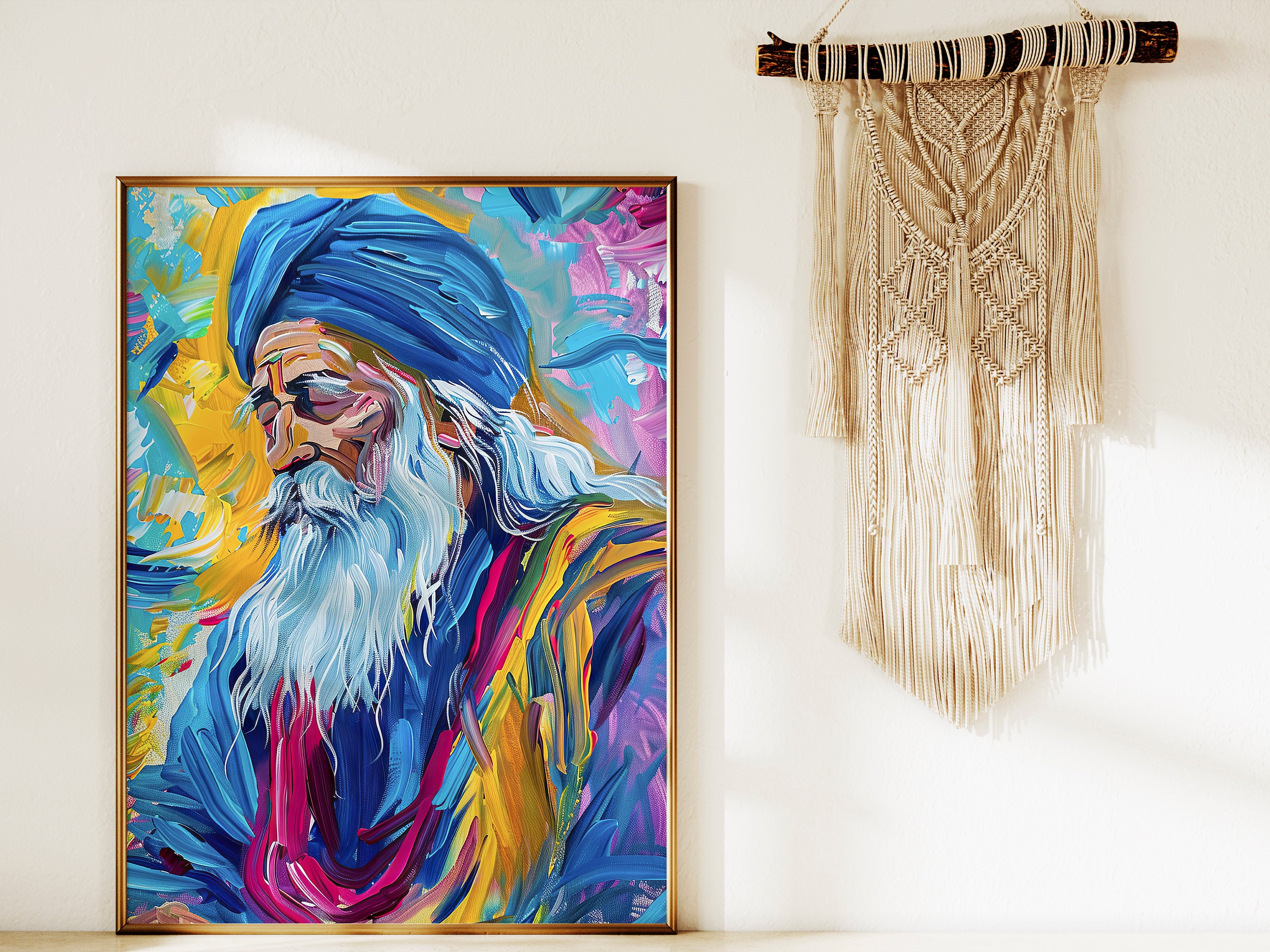 Guru Nanak Print Poster Sikh Wallpaper Vibrant Oil Painting Sikh Wall ...