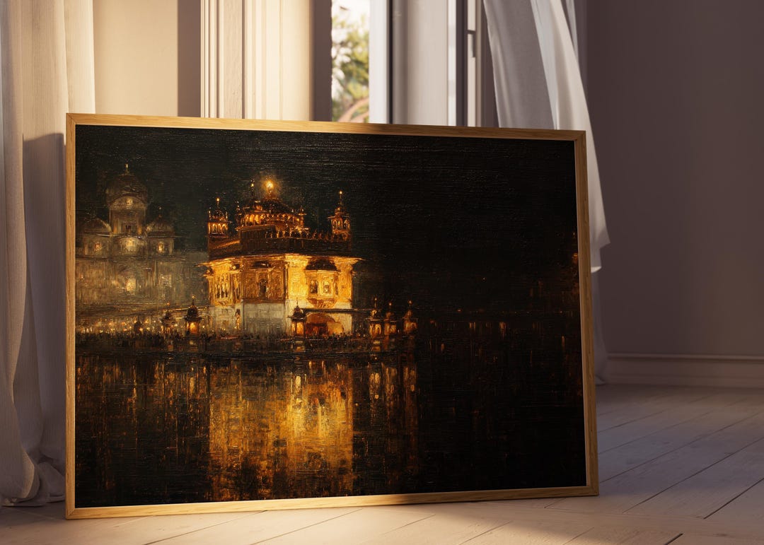Golden Temple Oil Painting | 550+ DPI | Sikh Poster | Digital Wall Art ...