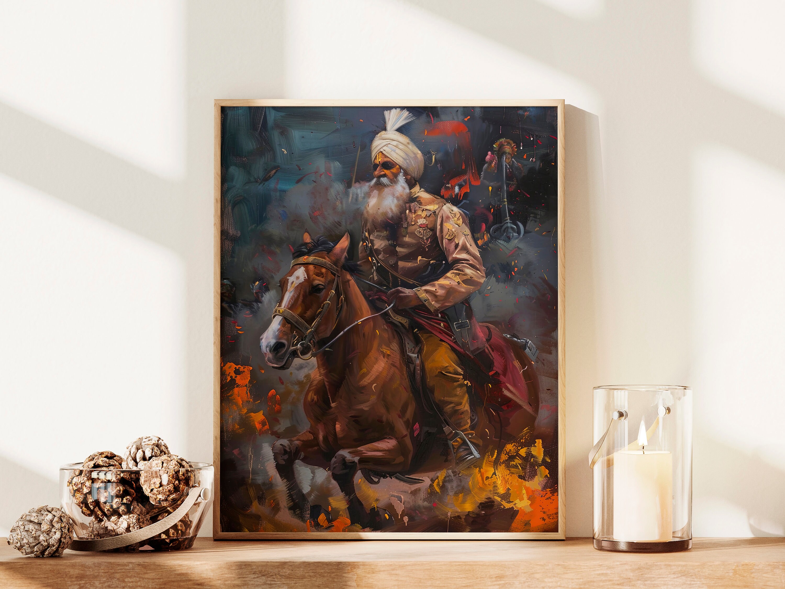 Sikh Warrior Poster Print Oil Painting Wall Decor Oil Sikh Wallpaper ...