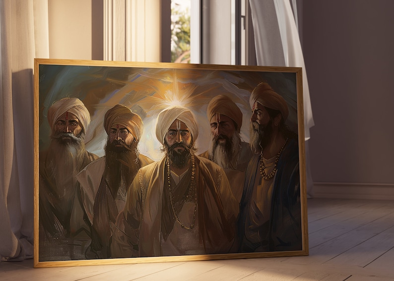 The Five Beloved Ones Sikh Oil Painting Poster Print Wall Decor Oil ...