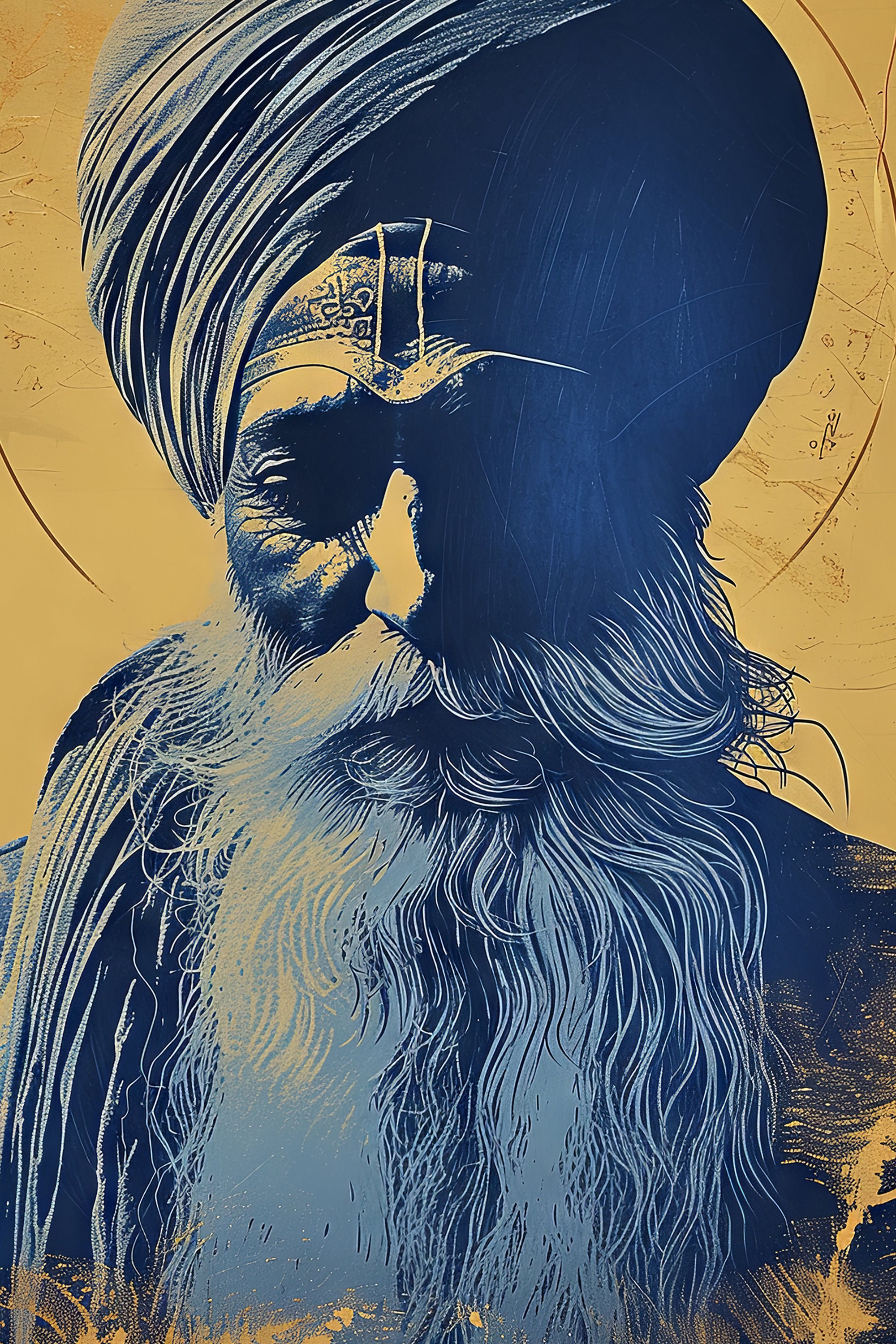 Sikh Guru Print Poster Sikh Wallpaper Oil Painting Sikh Wall Art Sikh ...