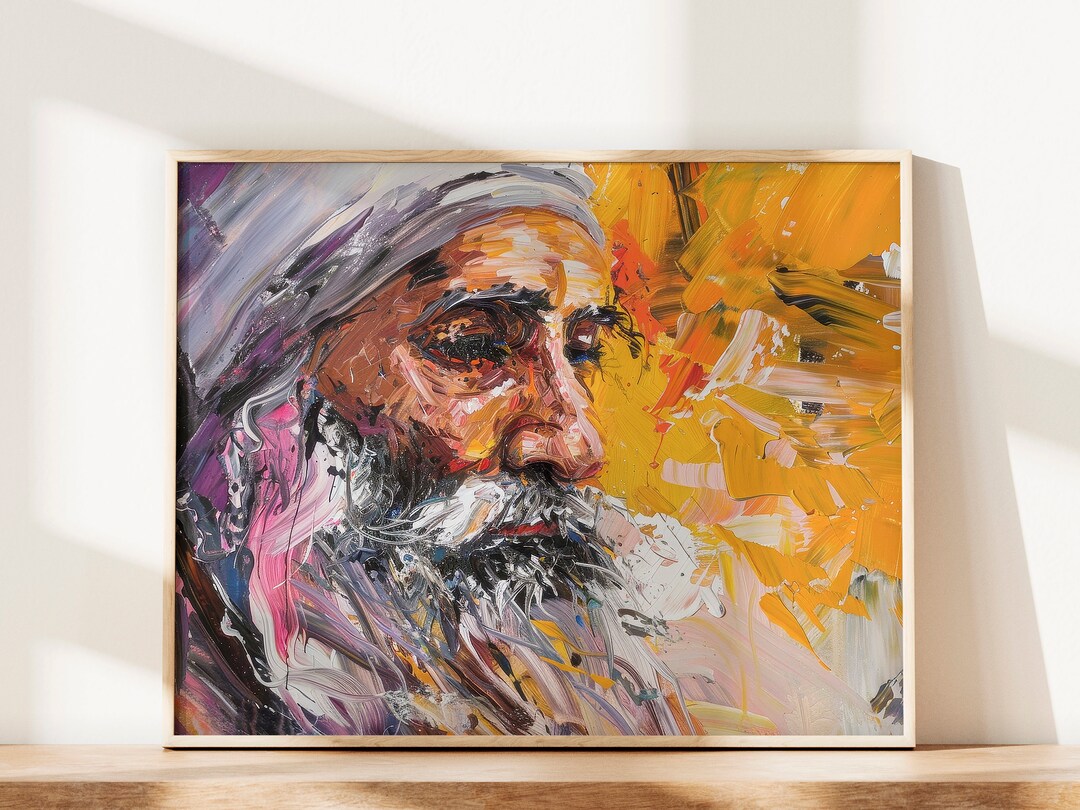 Abstract Sikh Guru Print Poster Sikh Wallpaper Oil Painting Sikh Wall ...
