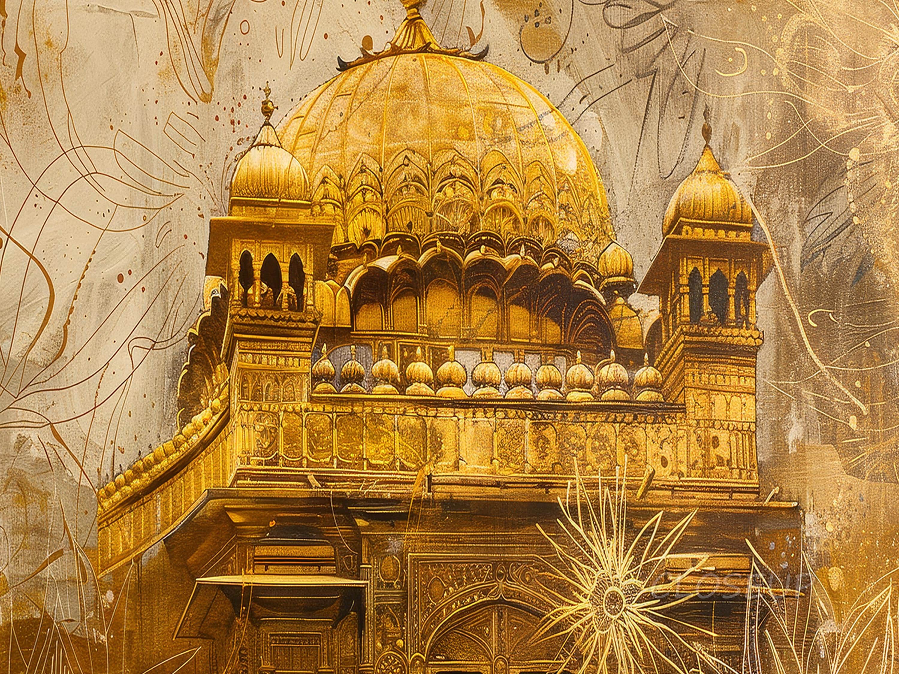 Harmandir Sahib | Poster Print | Sikh Art Gurdwara Oil Painting Sikh ...